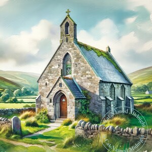 Country Stone Church Clipart Bundle 12 Old Scottish Style Church ...