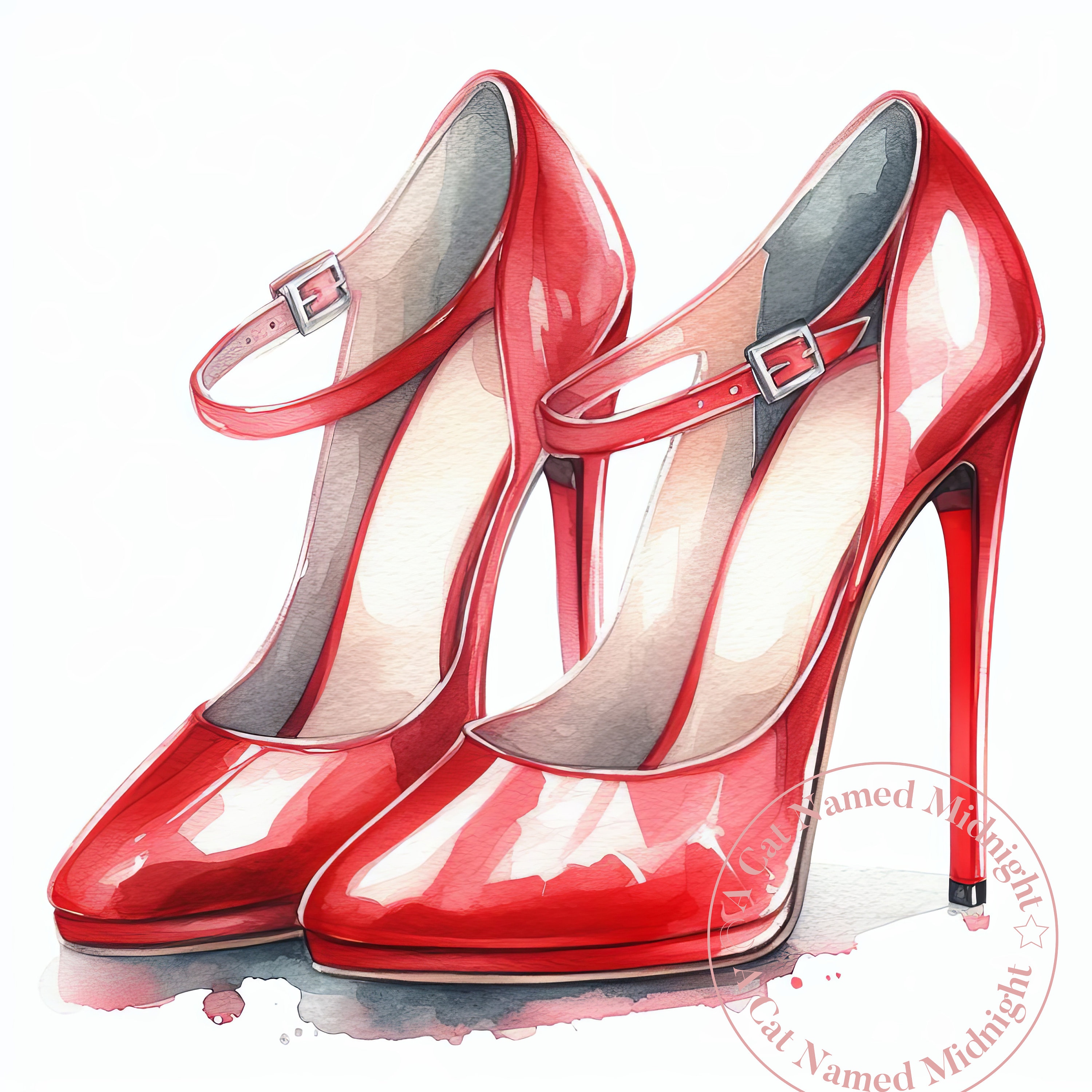 10 Red High Heels Clip Art Watercolor High Heels Clipart Bundle Womens ...