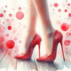 Red High Heels Clip Art Watercolor High Heels Clipart Bundle Womens ...