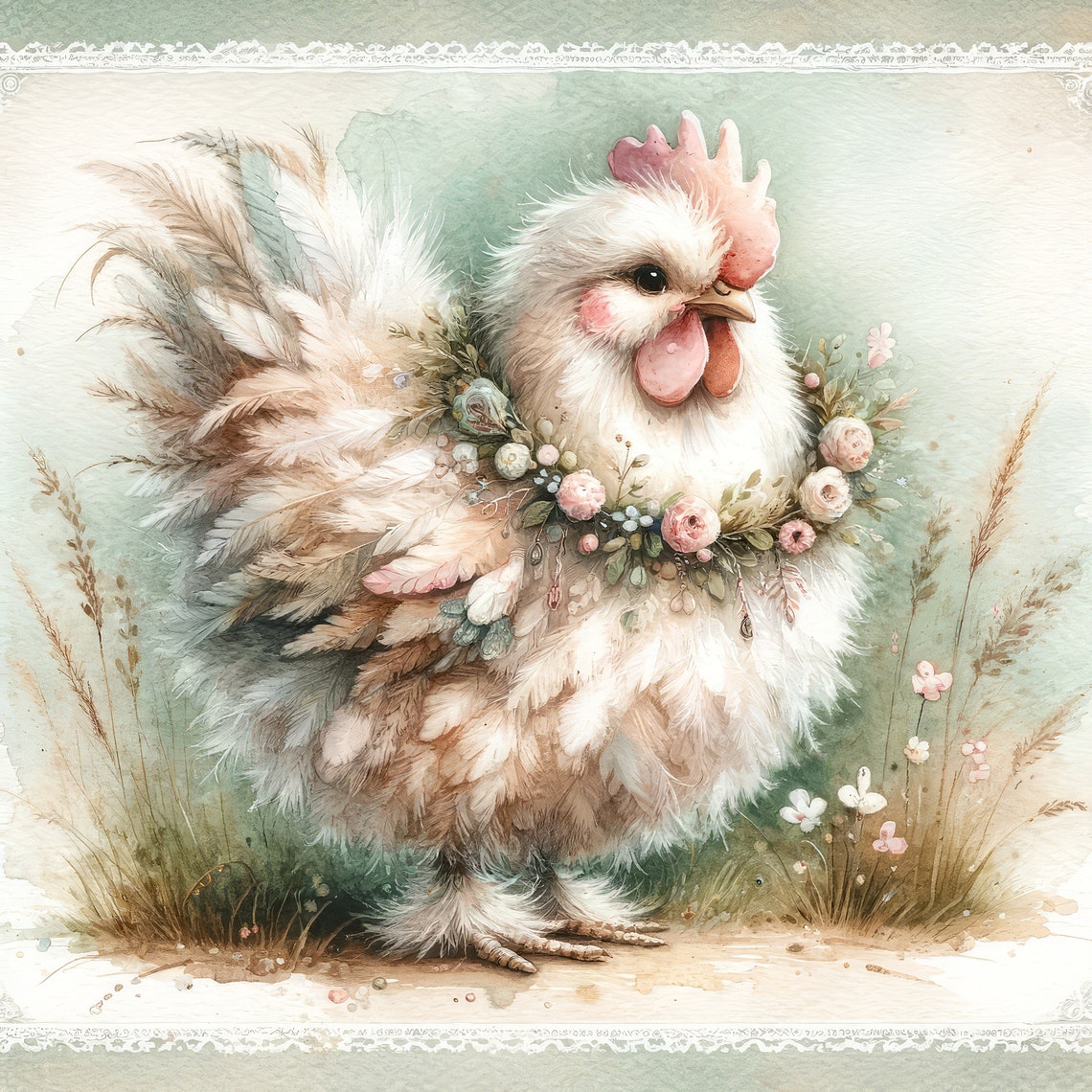 Watercolor Chicken Clipart Watercolor Rooster Clip Art Easter Farm ...