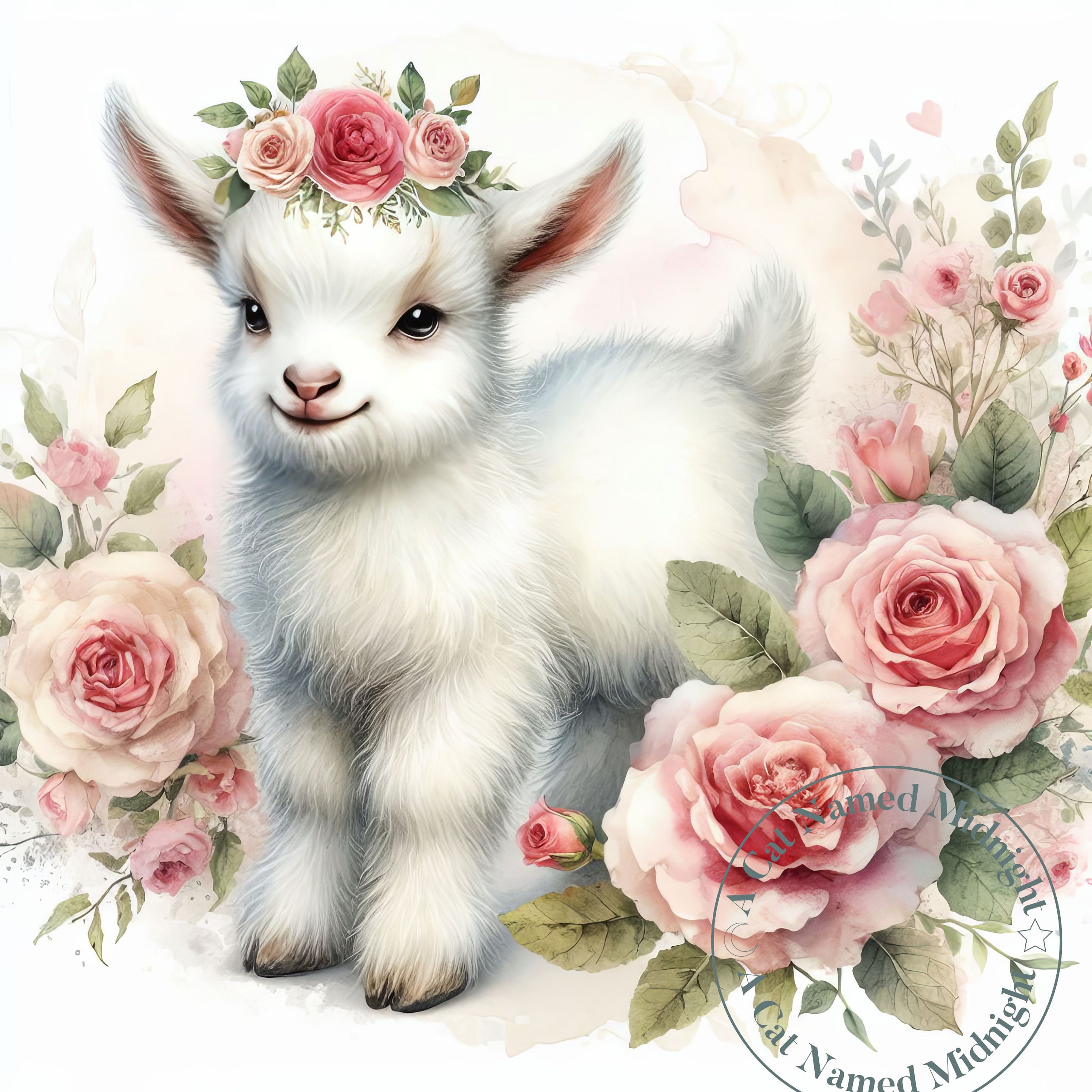 10 Baby Goats Clipart Watercolor Goat Clip Art Easter Farm Watercolor ...