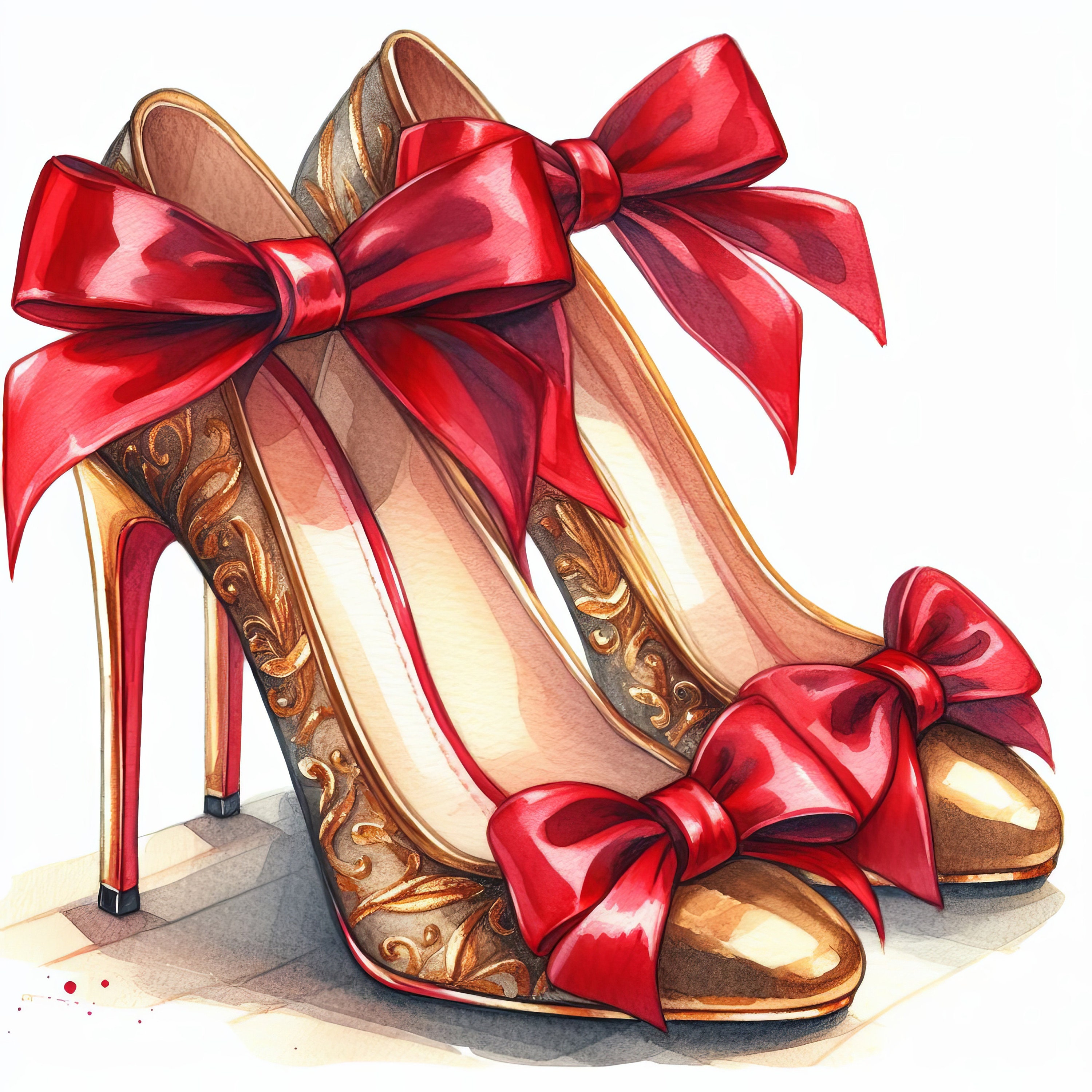 Watercolor High Heels Clipart Bundle Gold and Red High Heels Clip Art ...