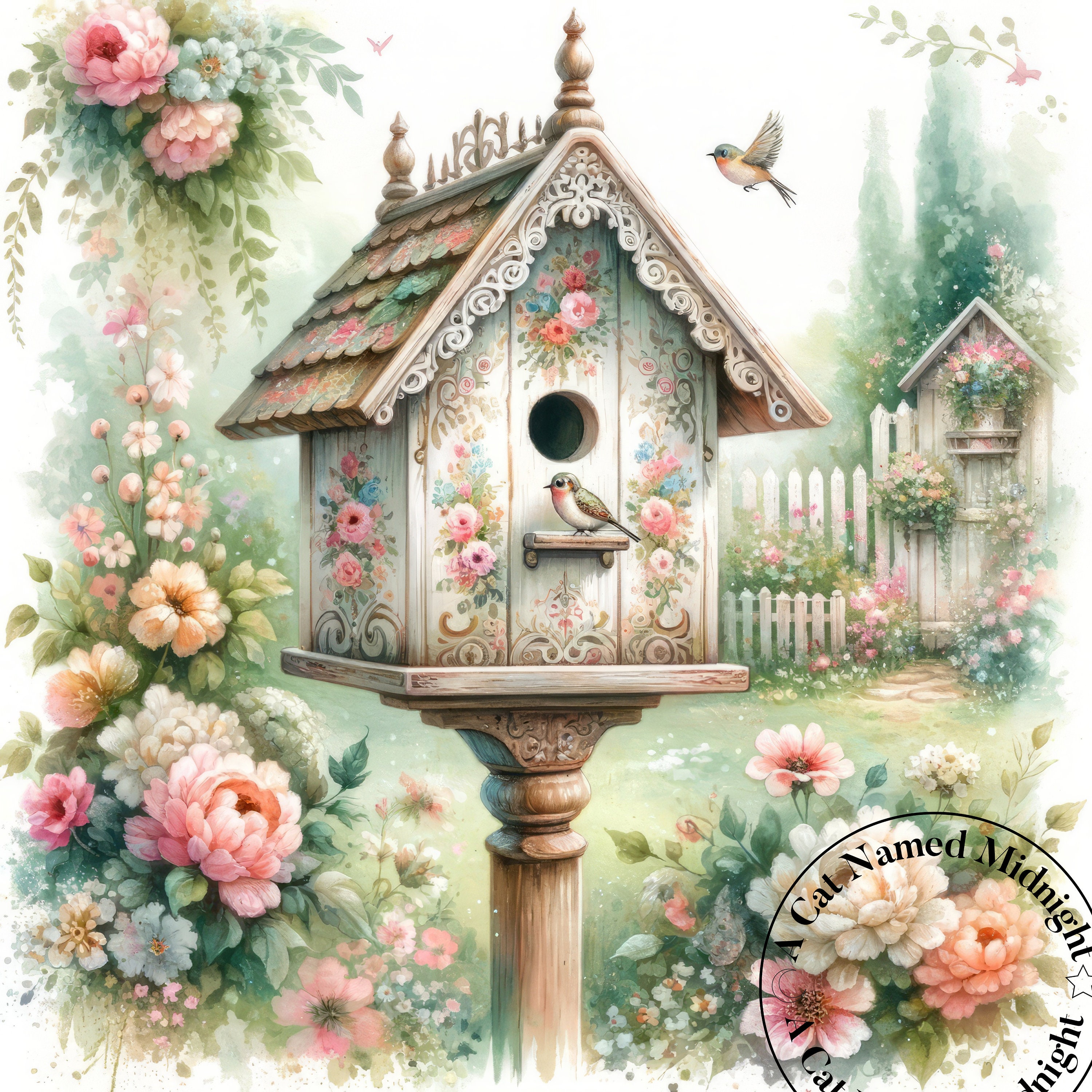 Shabby Chic Bird Houses Clipart 10 Images Watercolor Birdhouse Clip Art ...