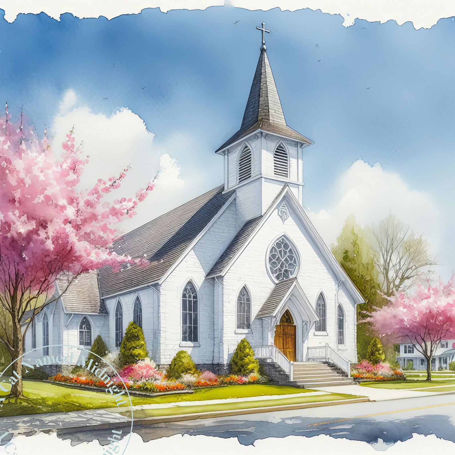 Country Church Clipart Bundle Vintage Watercolor Clip Art Church Images ...