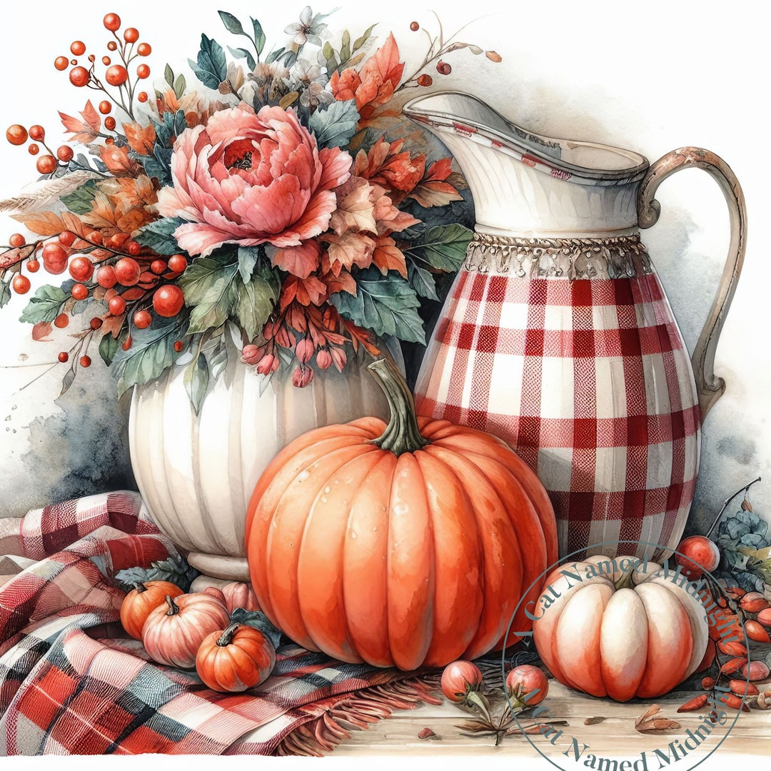 Autumn Clipart 12 Images Watercolor Shabby Chic Pumpkins Fall Clip Art ...