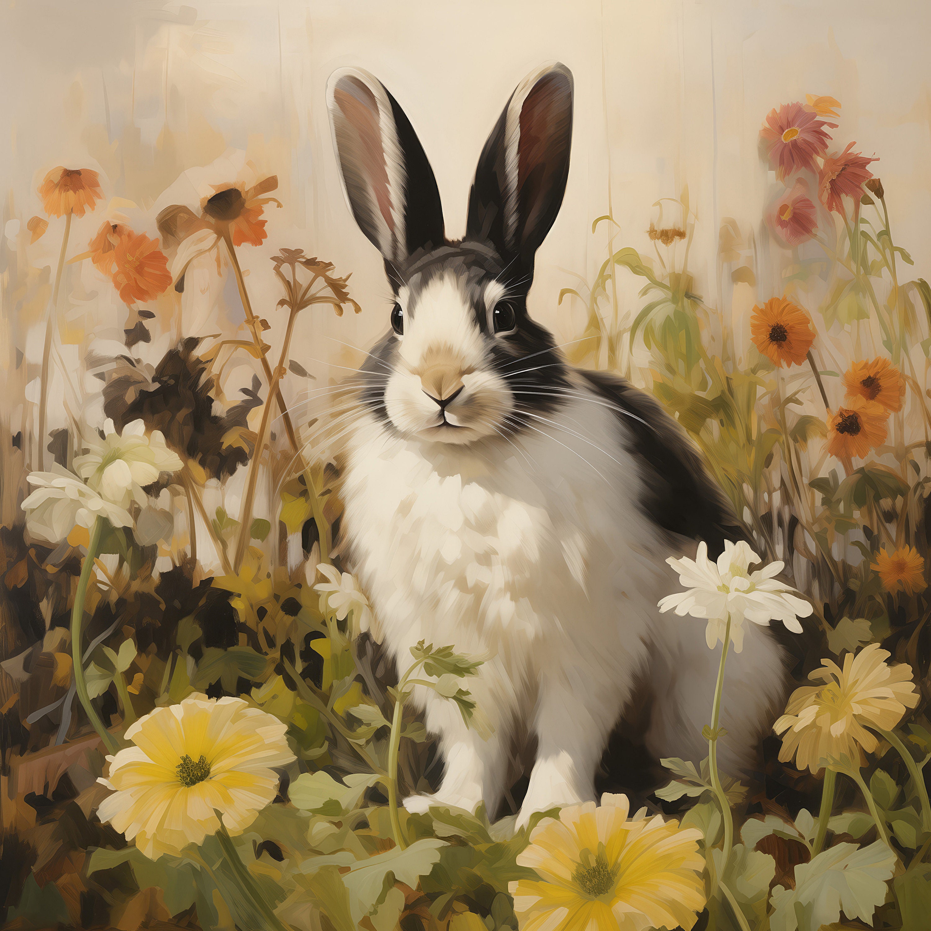 Bunny in Flower Garden Clipart Images Rabbit in Garden Clip Art Bundle ...