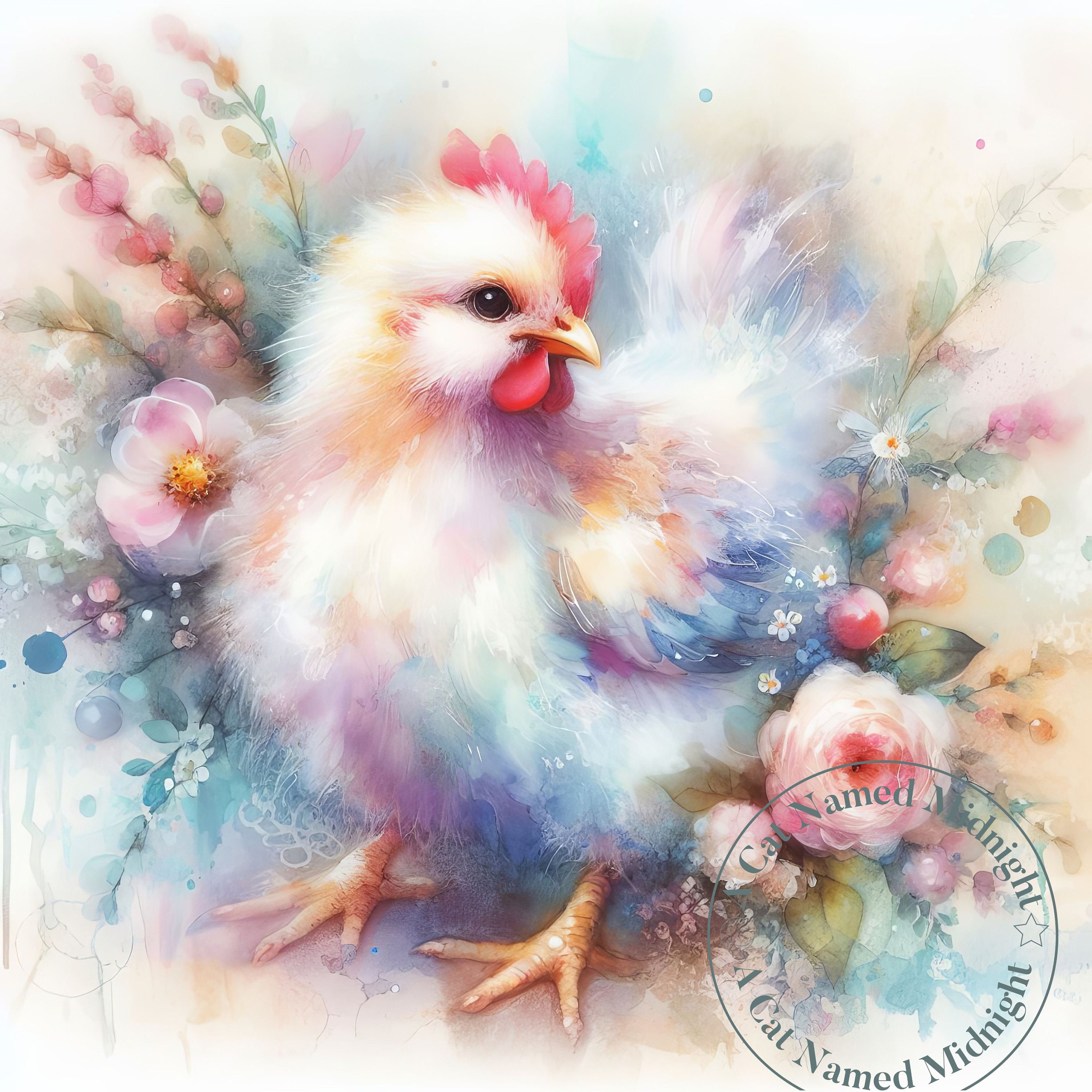Watercolor Chicken Clipart Watercolor Rooster Clip Art Easter Farm ...