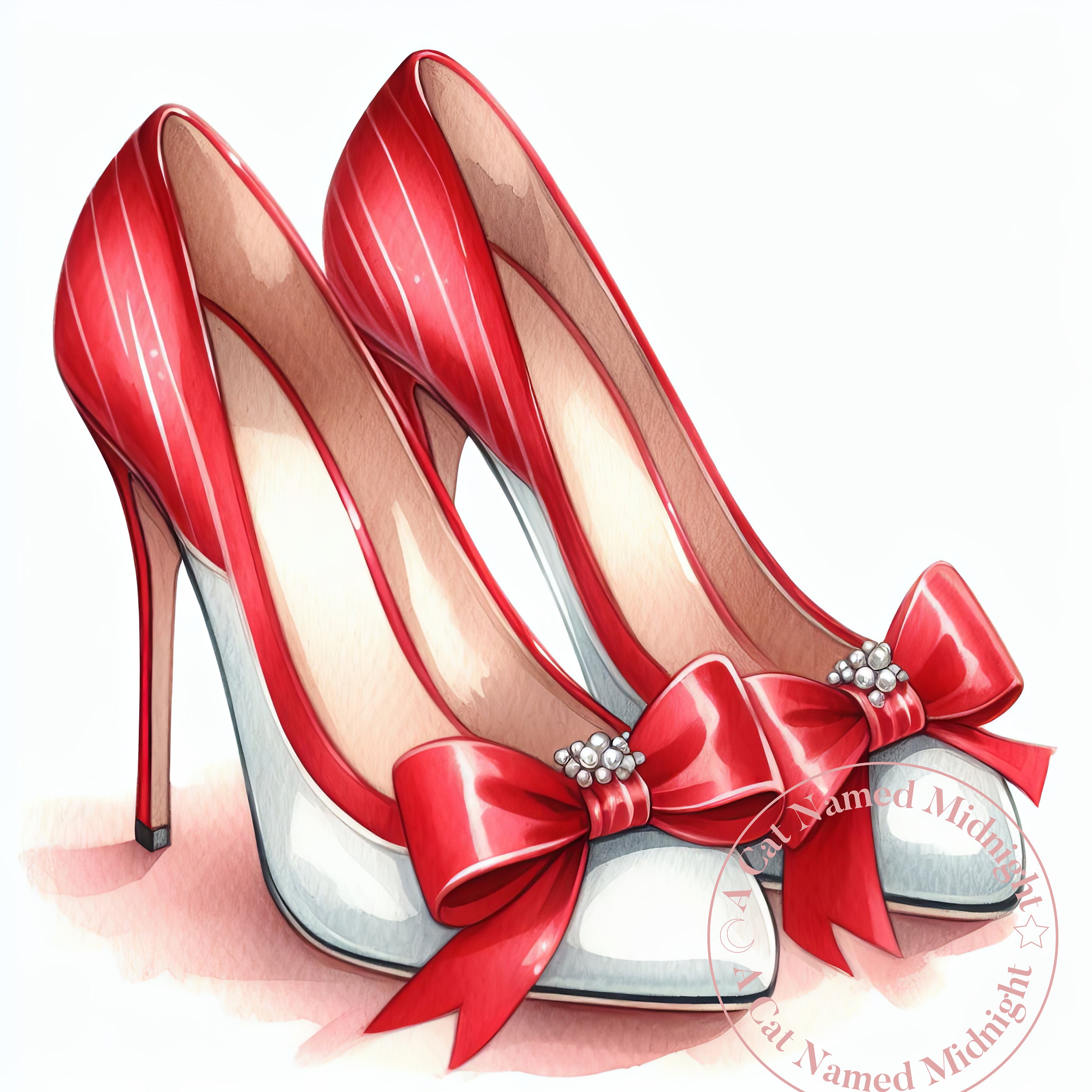 10 Red High Heels Clip Art Watercolor High Heels Clipart Bundle Womens ...