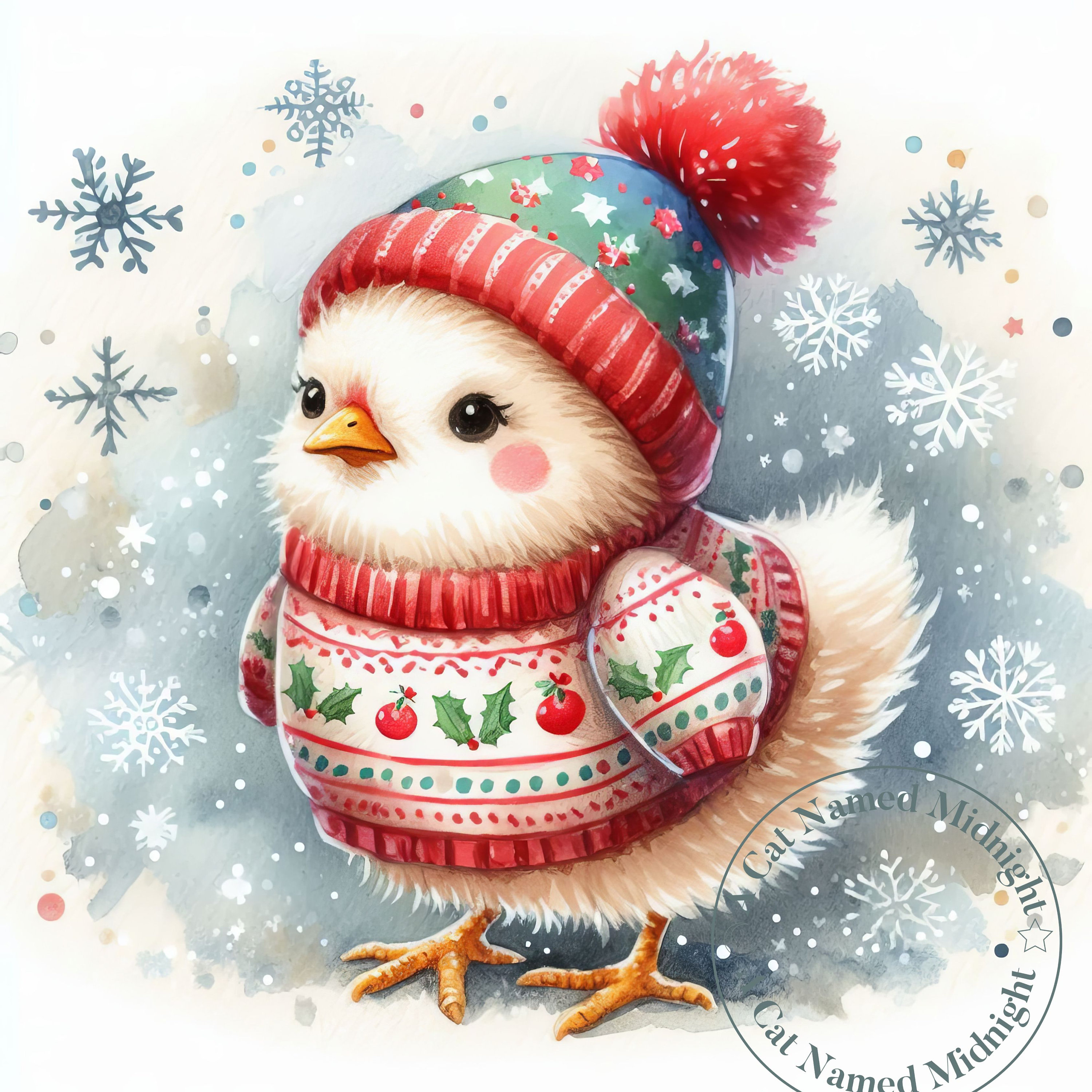 Baby Chicks in Christmas Sweaters Clipart | 12 Watercolor Xmas Chickens ...