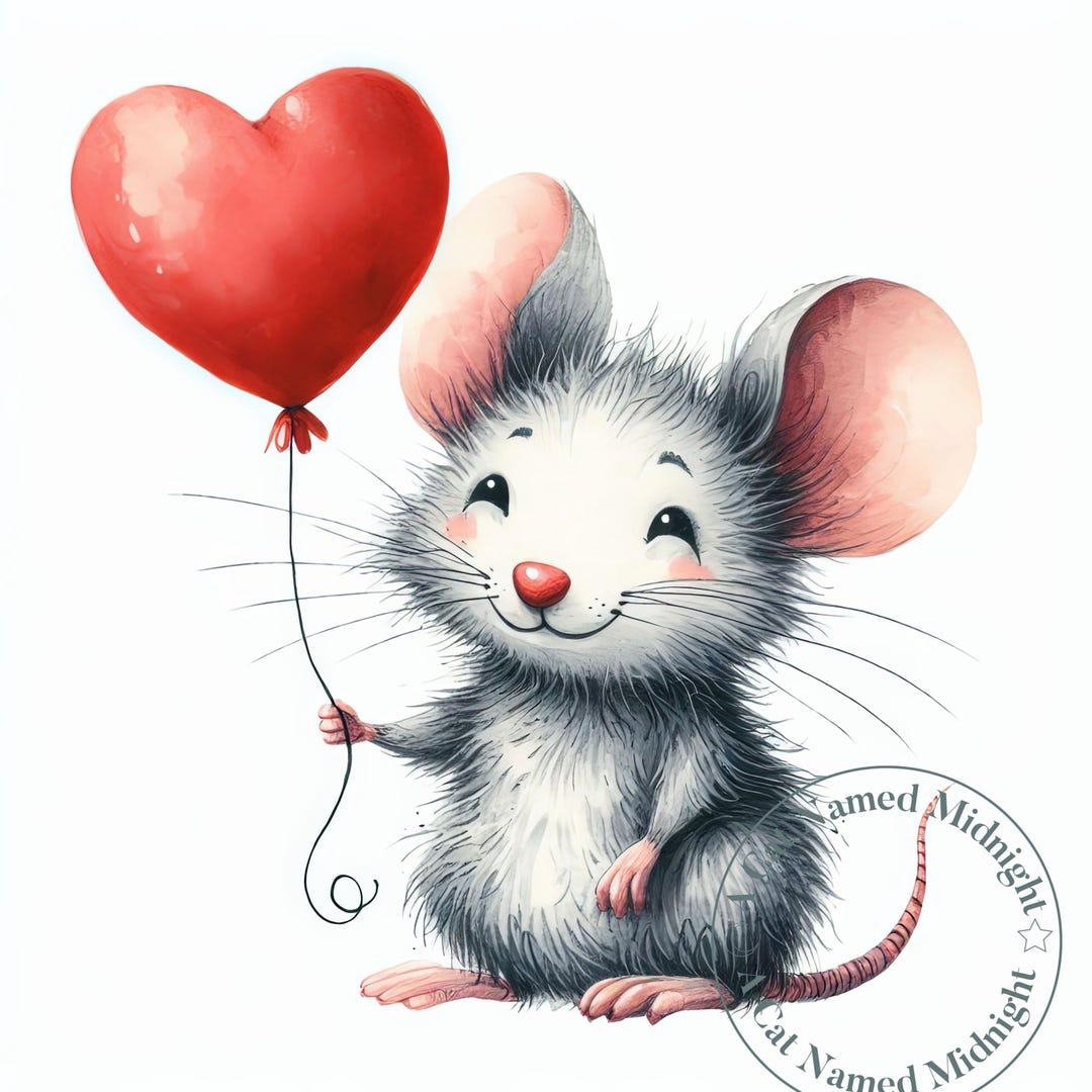 Cute Little Mouse Clipart 13 Jpgs Mouse Clip Art Mouse With Red Heart ...