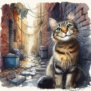 13 Alley Cat Paintings Cat Clip Art Images Bundle Watercolor Kitten ...