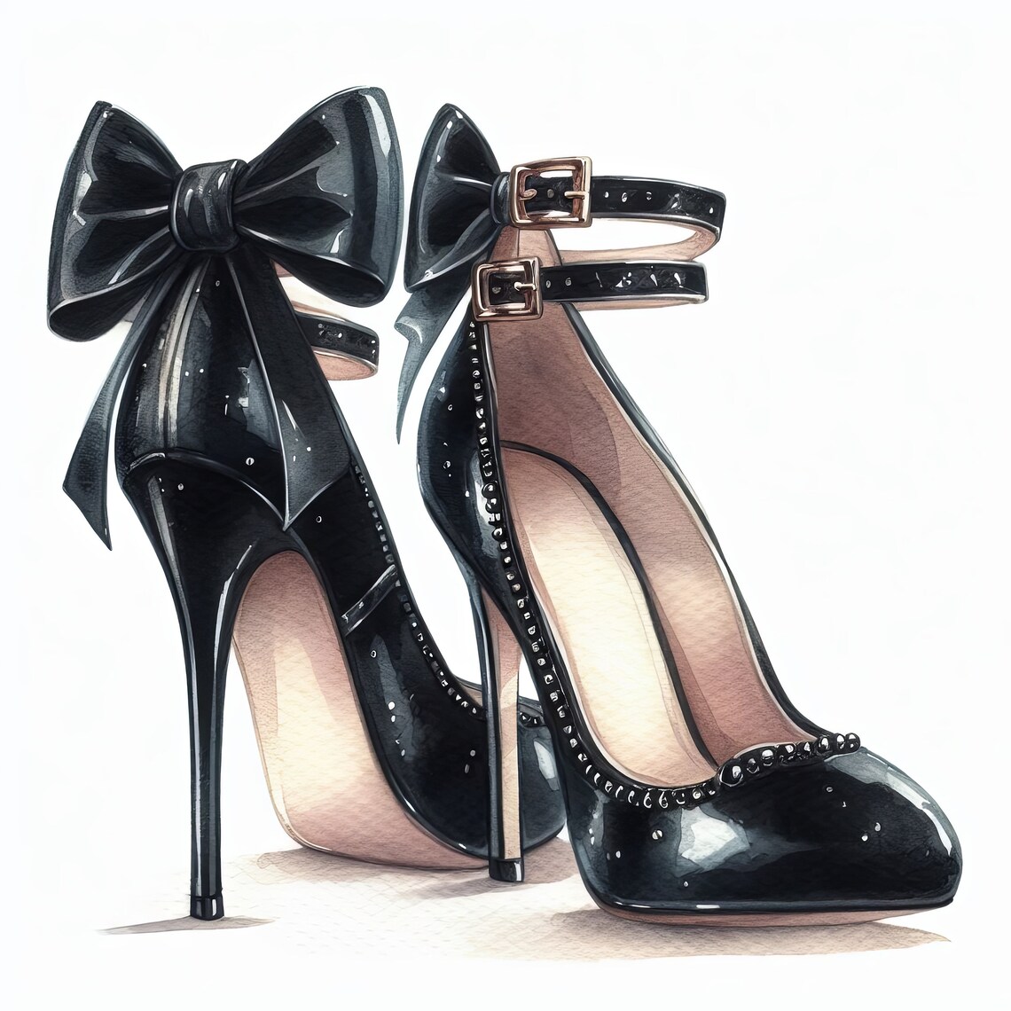 Watercolor High Heels Clipart Bundle Black High Heels Clip Art Womens ...