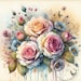 10 Shabby Chic Roses on Parchment Paper Clipart Shabby Chic Floral ...