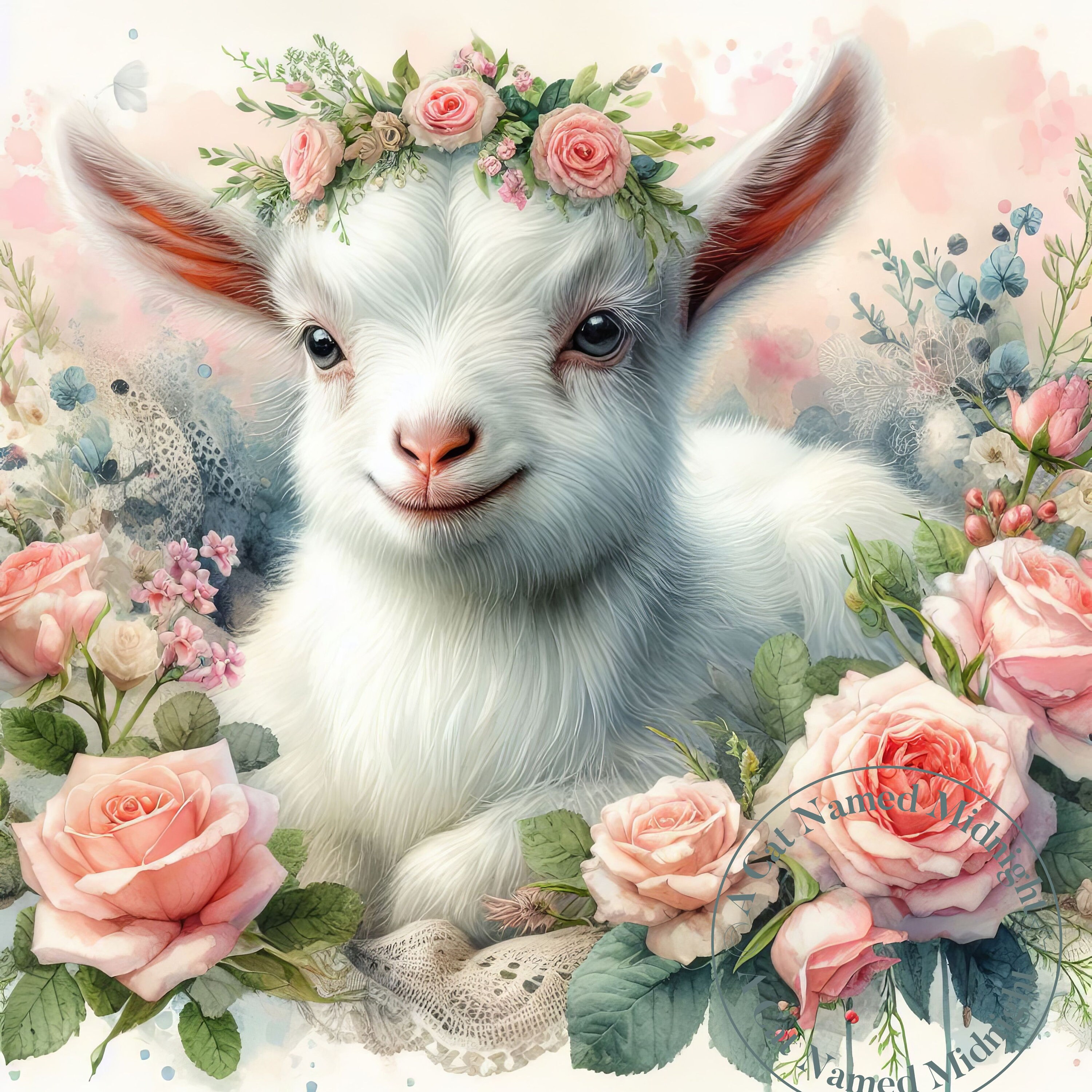 10 Baby Goats Clipart Watercolor Goat Clip Art Easter Farm Watercolor ...