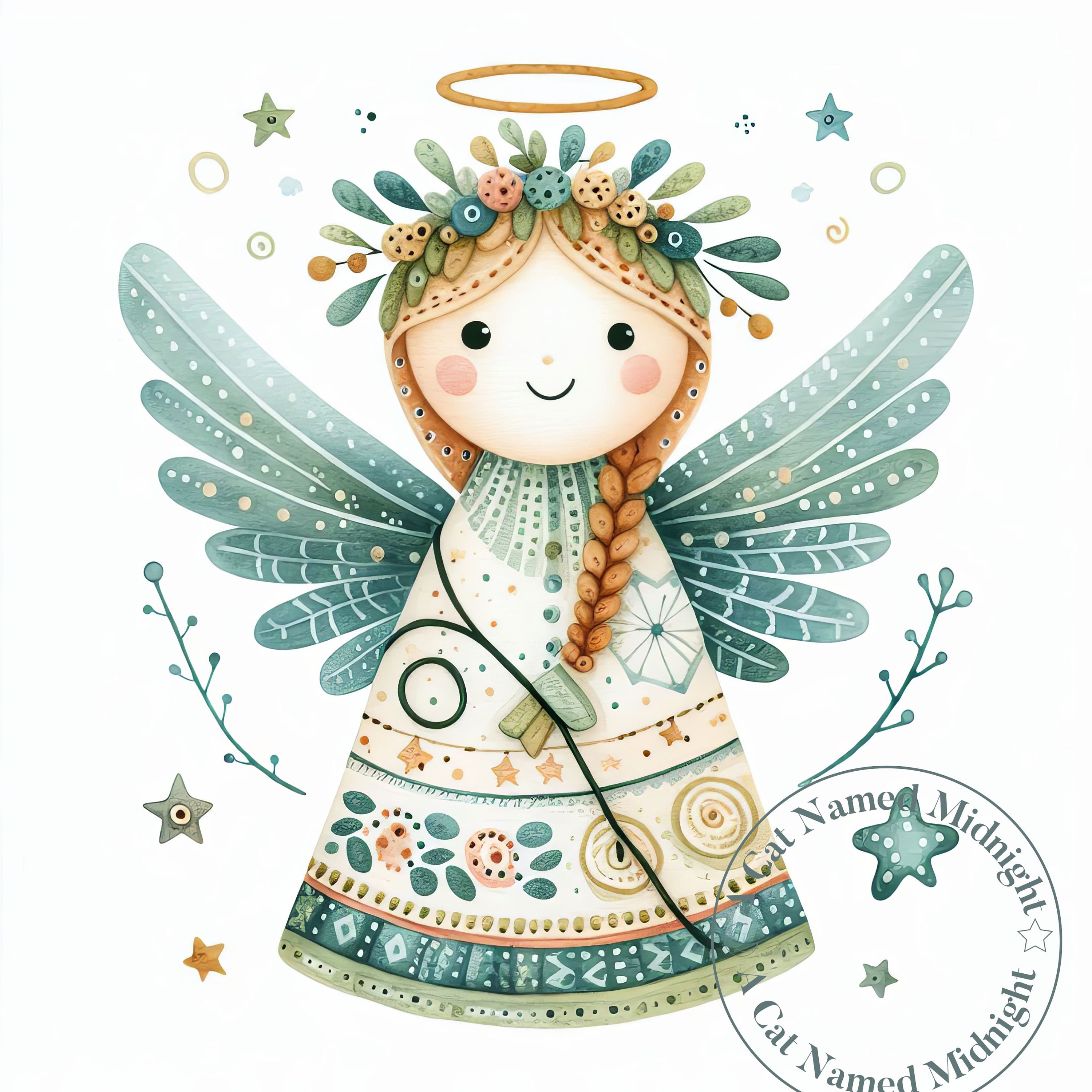 Folk Art Angels Clipart 10 JPG Angels Watercolor Xmas Angels Images ...