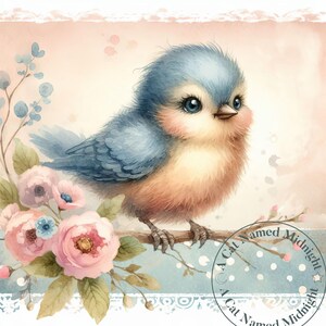 Shabby Chic Birds Vintage Style Clipart 10 JPG Images Watercolor Bird ...
