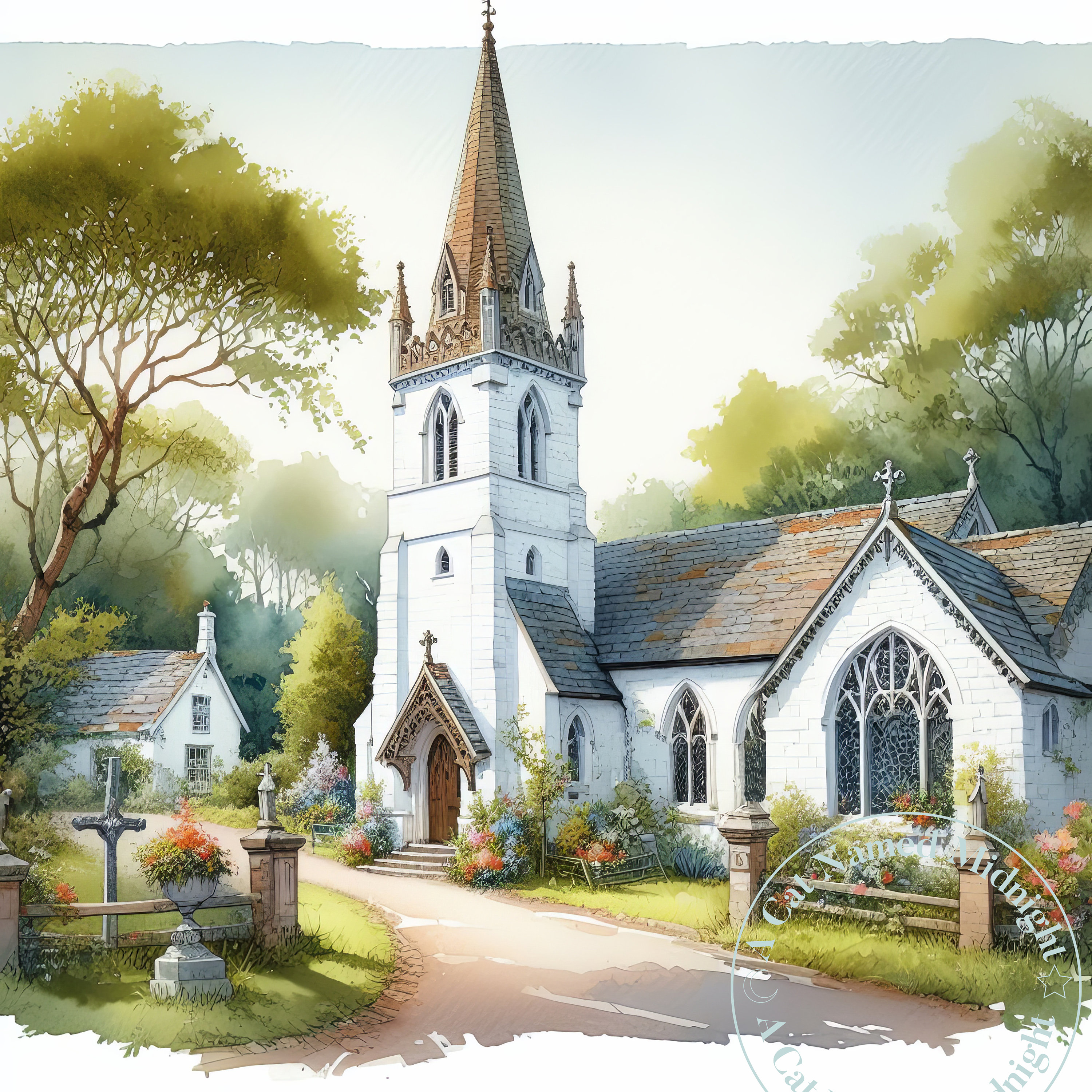 Country Church Clipart Bundle Vintage Watercolor Clip Art Church Images ...