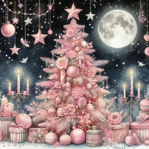 Pink Christmas Tree Clipart 11 Xmas Clip Art Xmas Tree Watercolor ...