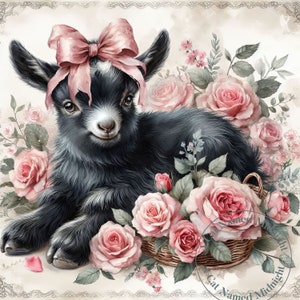 10 Baby Goats Clipart Watercolor Goat Clip Art Easter Farm Watercolor ...