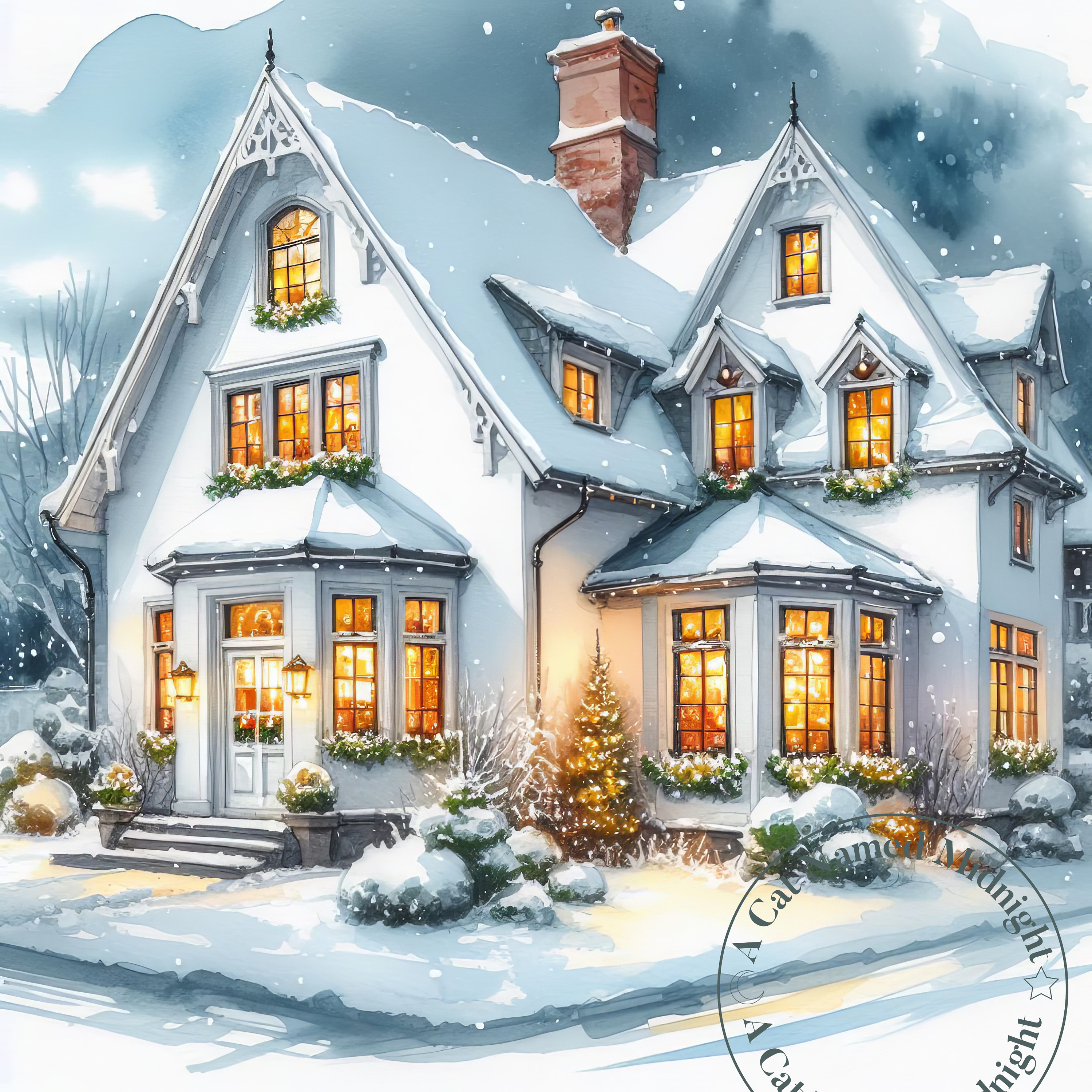 Christmas House Scenes Clipart 10 Xmas Home Clip Art Watercolor Xmas ...