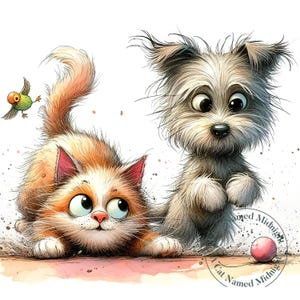 Quirky Dog and Cat Best Friends Clipart 13 High Quality JPG Images Cat ...