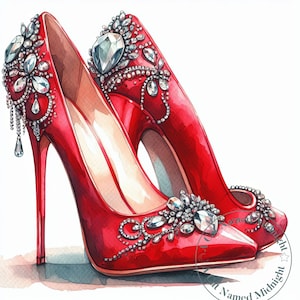 Red High Heels Clip Art 10 Watercolor High Heels Clipart Bundle Womens ...