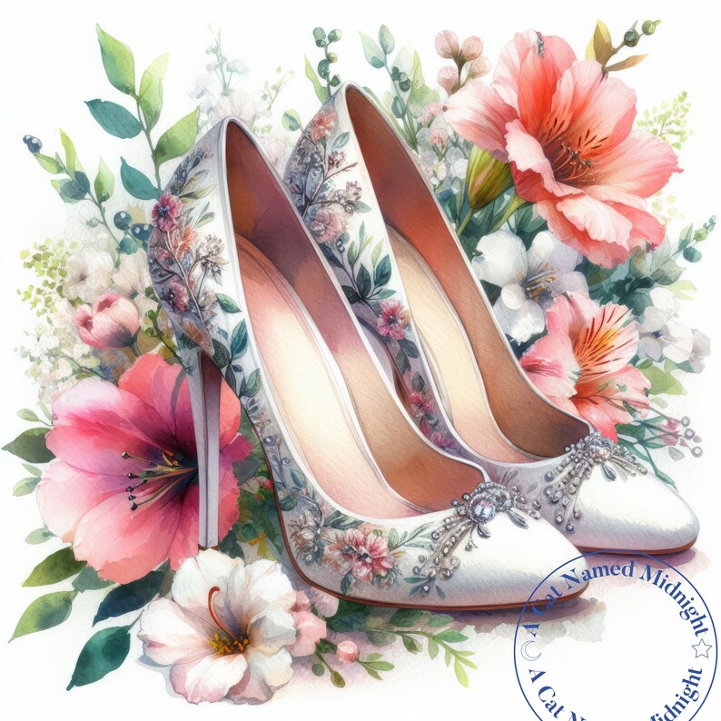 10 Watercolor High Heels Clipart Bundle Floral High Heels Clip Art ...