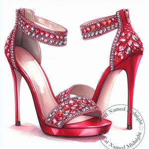 Red High Heels Clip Art 10 Watercolor High Heels Clipart Bundle Womens ...
