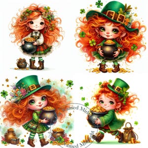 Cute Leprechaun Girl Clipart 14 JPG Whimsical St. Patrick's Day Clip ...