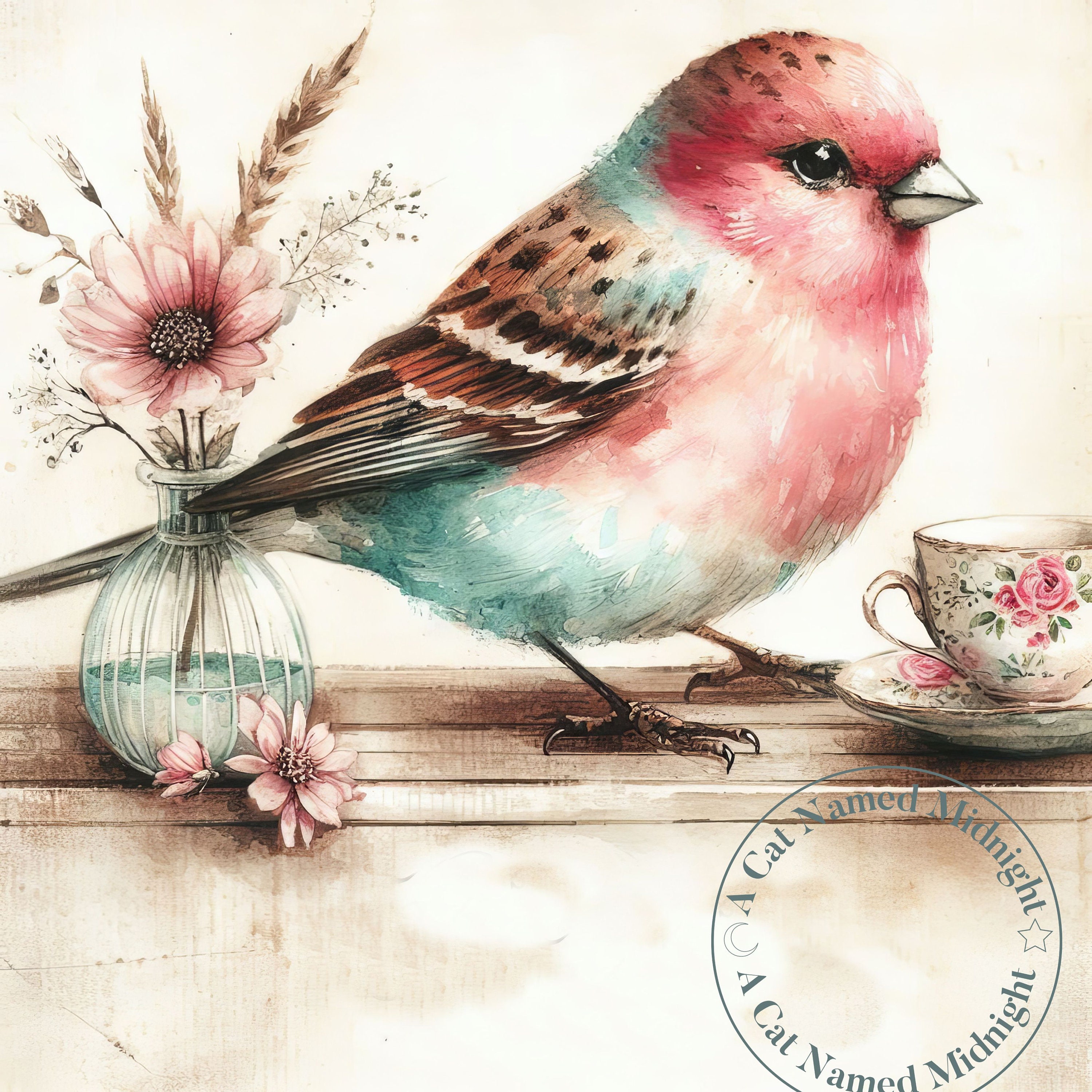 Shabby Chic Birds Vintage Style Clipart 11 Images Watercolor Bird ...