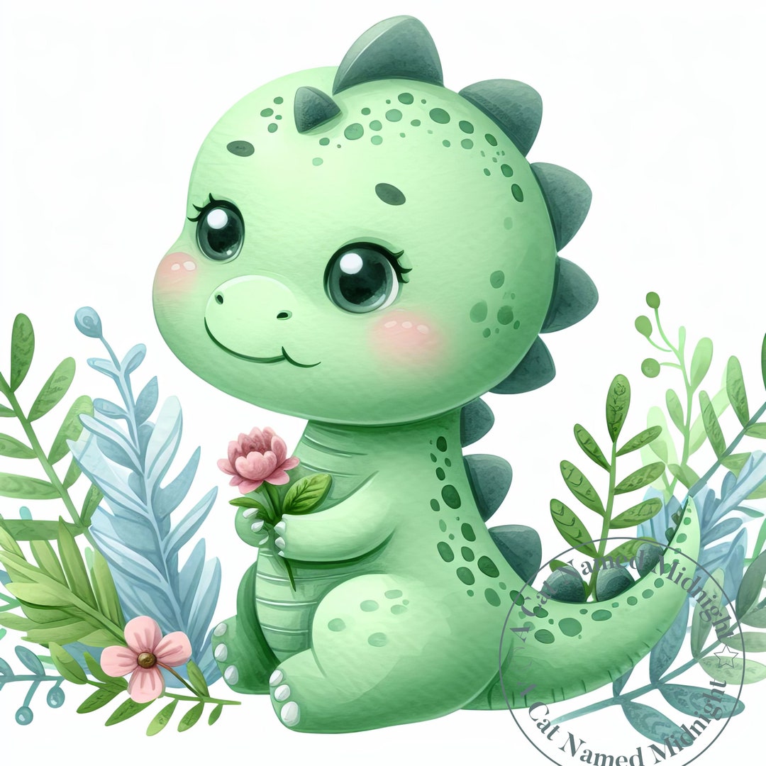 Cute Baby Dinosaur Clipart for Kids 16 Jpgs Watercolor Clip Art for ...