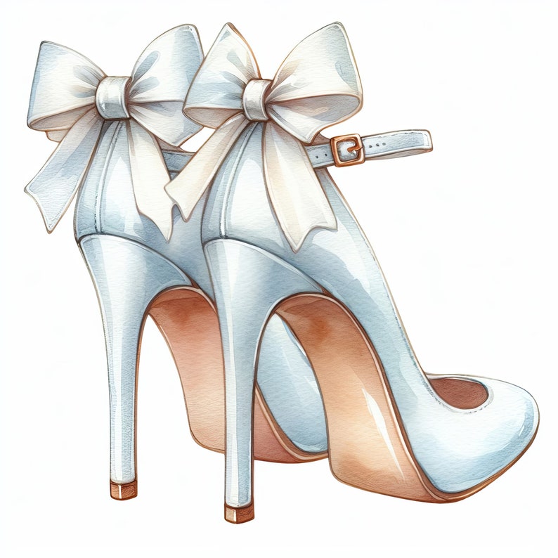 Watercolor High Heels Clipart Bundle White High Heels Clip Art Womens ...