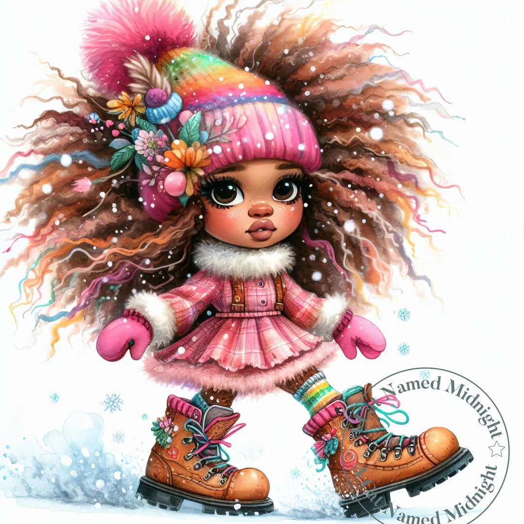 Quirky Girl Snowflake Princess Clipart 11 Whimsical Watercolor Clip Art ...
