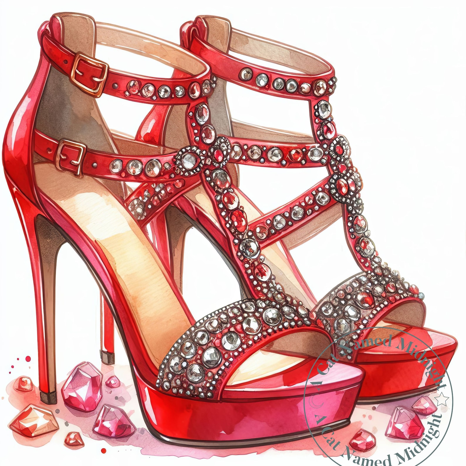 Red High Heels Clip Art 10 Watercolor High Heels Clipart Bundle Womens ...