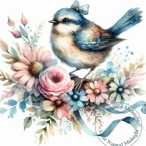 Shabby Chic Birds Vintage Style Clipart 11 Images Watercolor Bird ...