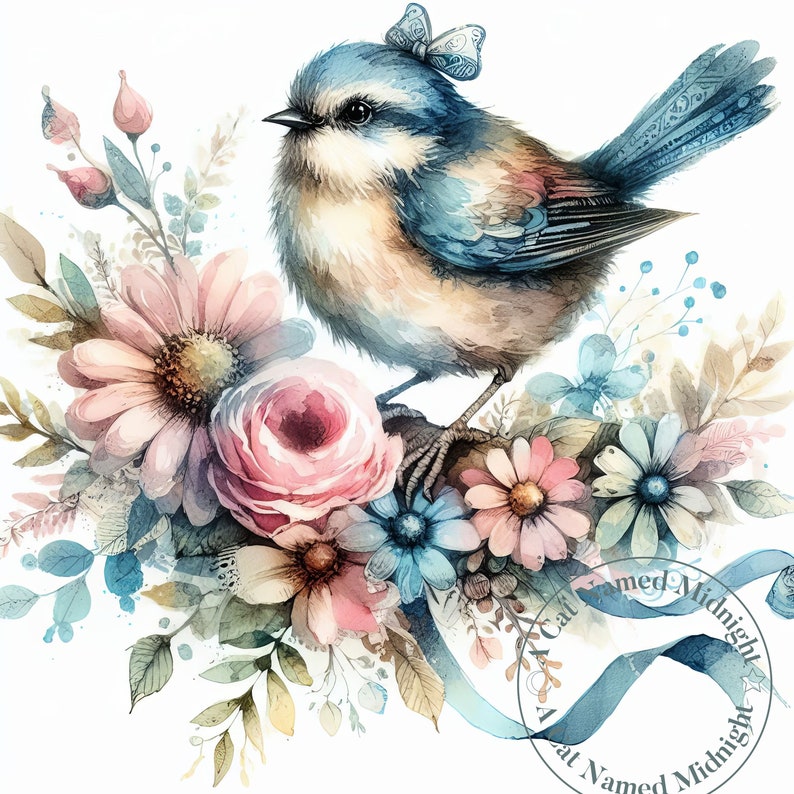 Shabby Chic Birds Vintage Style Clipart 11 Images Watercolor Bird ...