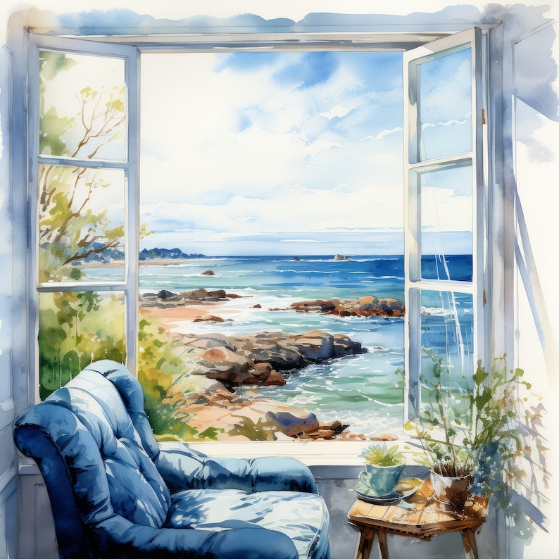 Watercolor Nautical Windows Clipart Watercolor Nautical Clip Art Ocean ...