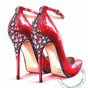 Red High Heels Clip Art 11 Watercolor High Heels Clipart Bundle Womens ...