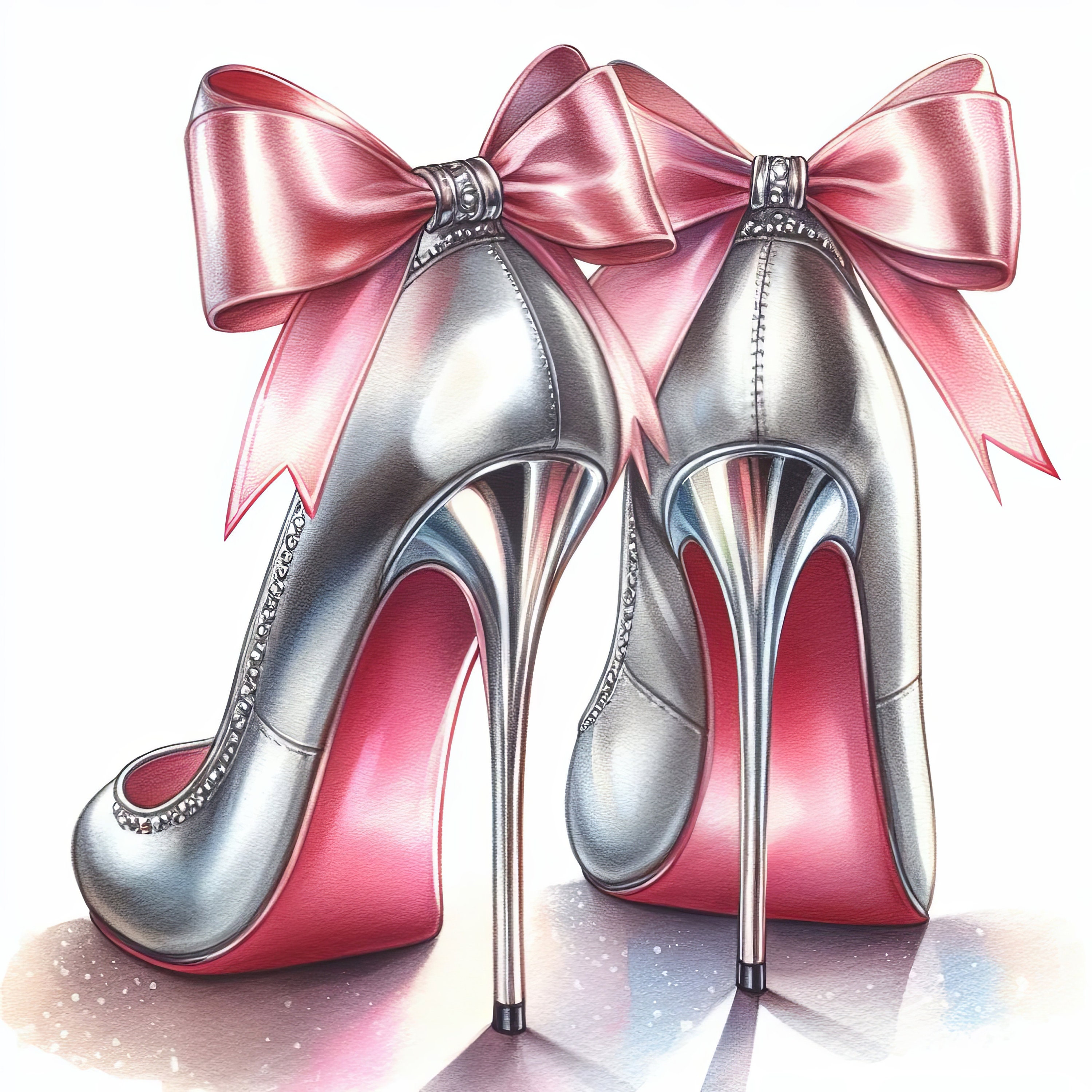 Watercolor High Heels Clipart Bundle Silver and Pink High Heels Clip ...