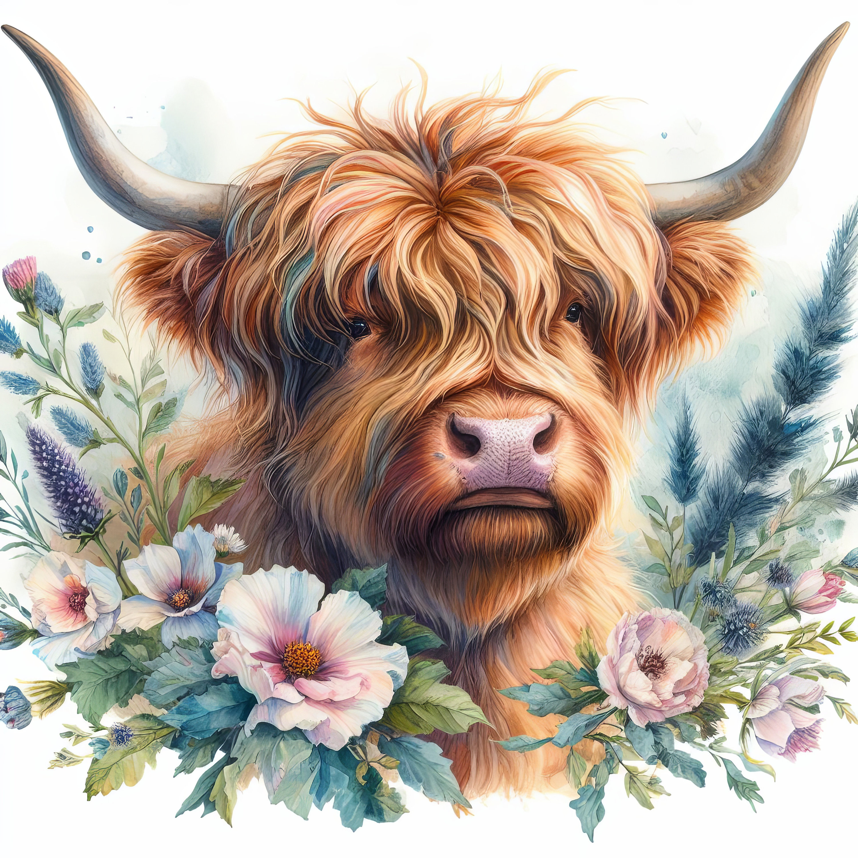 Watercolor Highland Cow Clipart Watercolor Highland Cow Clip Art ...