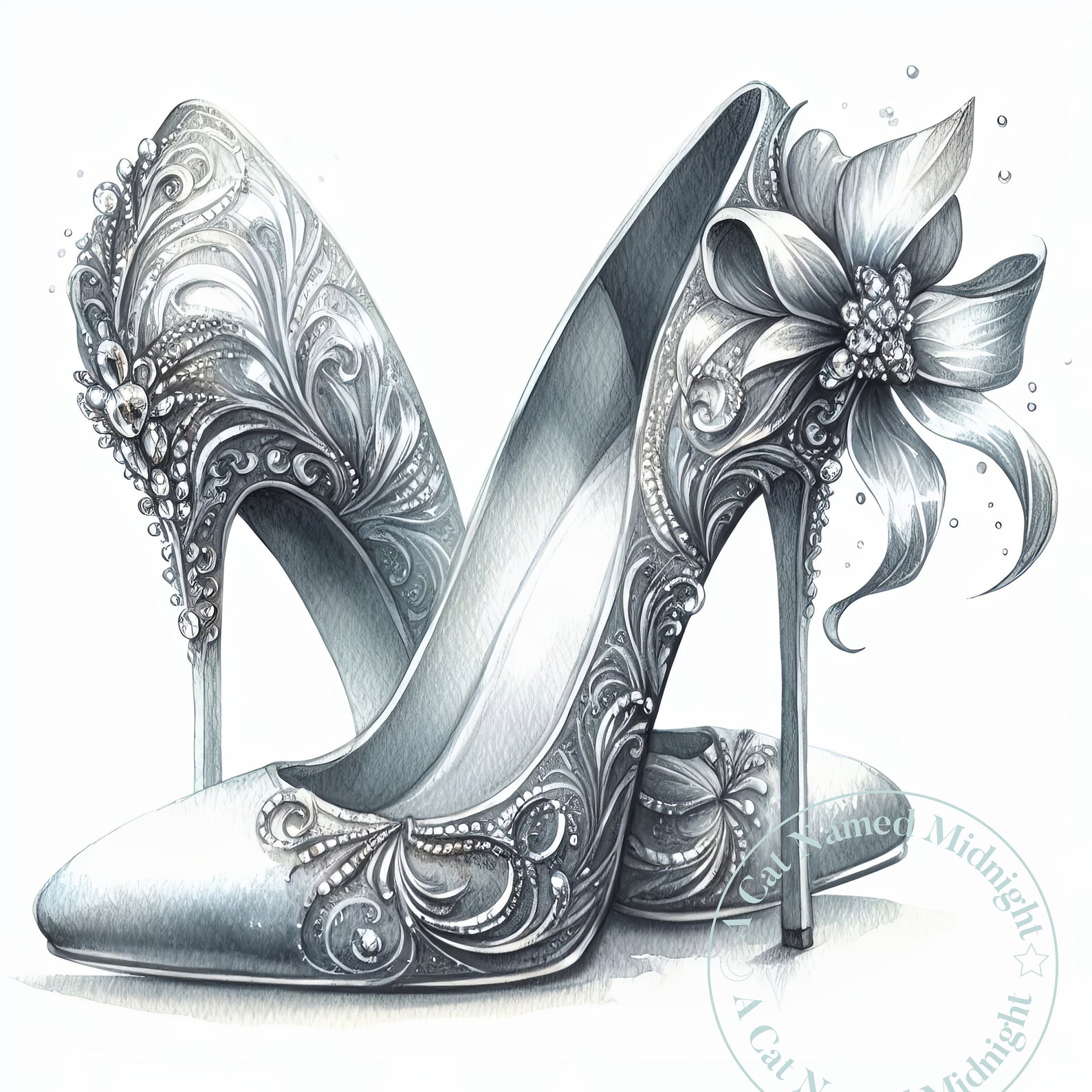 Silver High Heels Clipart Bundle Watercolor High Heels Clip Art Womens ...