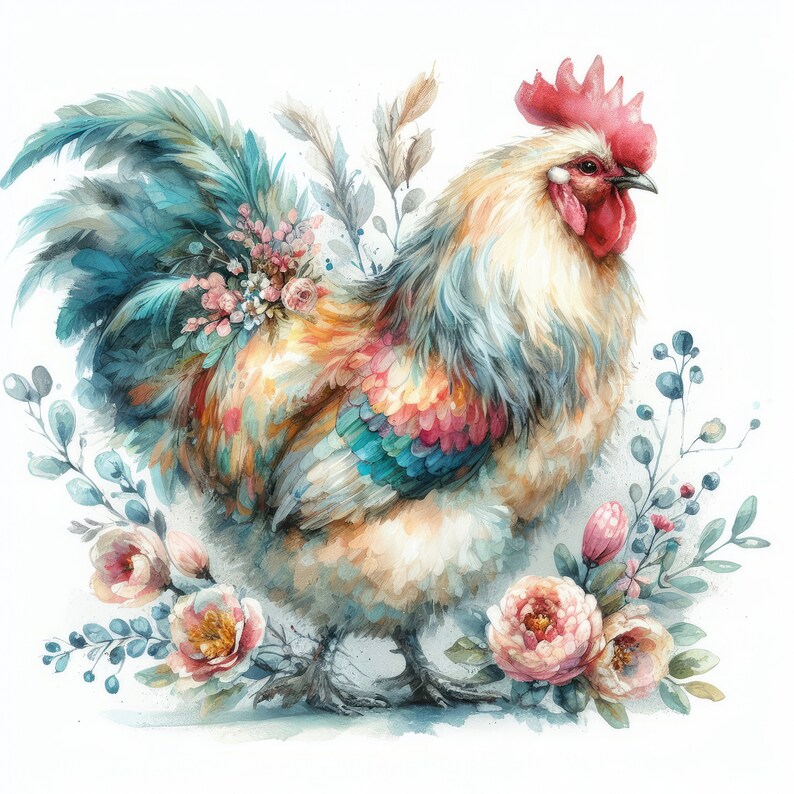 Watercolor Chicken Clipart Watercolor Rooster Clip Art Easter Farm ... Watercolor Chicken Clipart Watercolor Rooster Clip Art Easter Farm ...