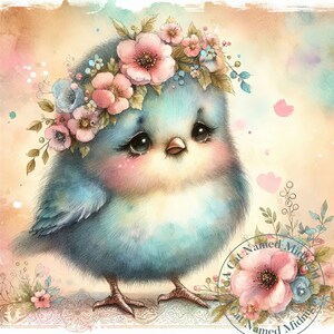 Shabby Chic Birds Vintage Style Clipart 15 JPG Images Watercolor Bird ...