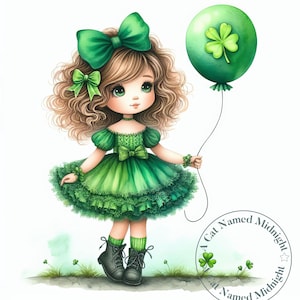 Little Shamrock Girl Clipart 12 JPG Whimsical St. Patrick's Day Clip ...