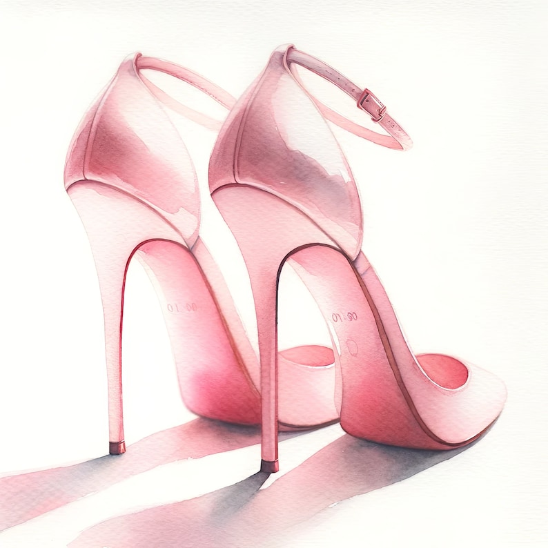 Watercolor High Heels Clipart Bundle Pink High Heels Clip Art Womens ...