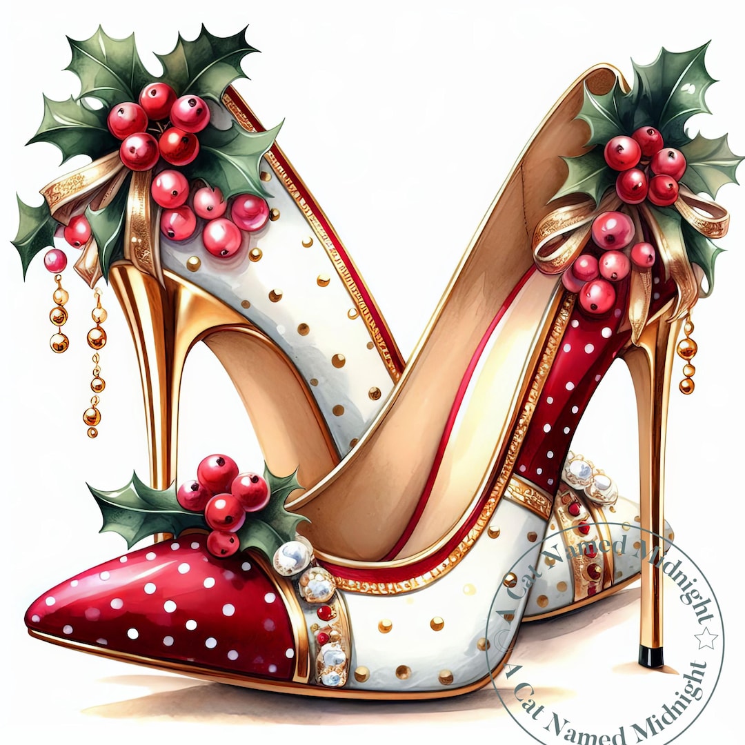 Holiday Party High Heels Clipart 11 Jpgs Bundle Christmas High Heels ...