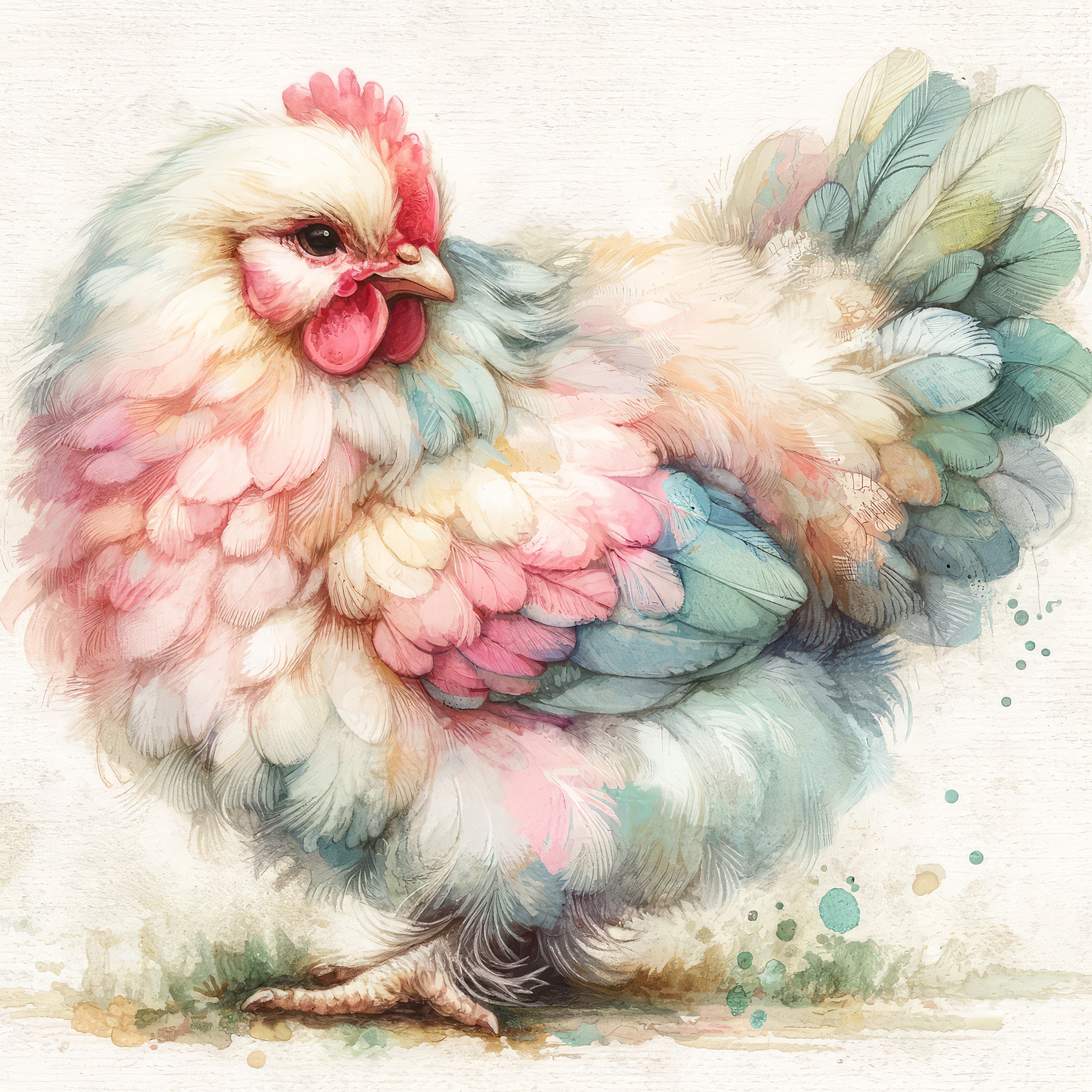Watercolor Chicken Clipart Watercolor Rooster Clip Art Easter Farm ...