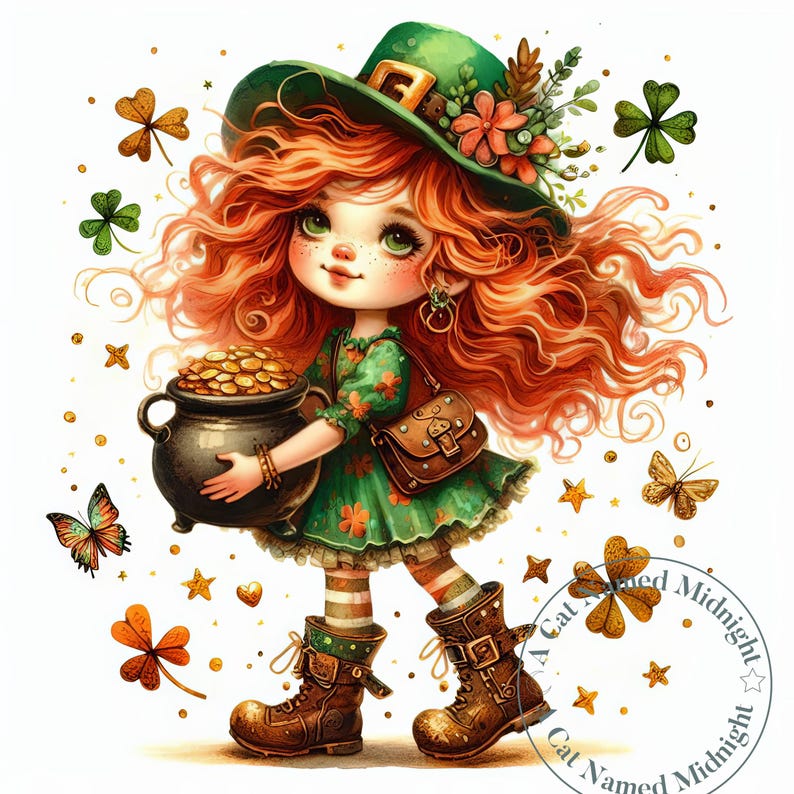 Cute Leprechaun Girl Clipart 13 JPG Whimsical St. Patrick's Day Clip ...