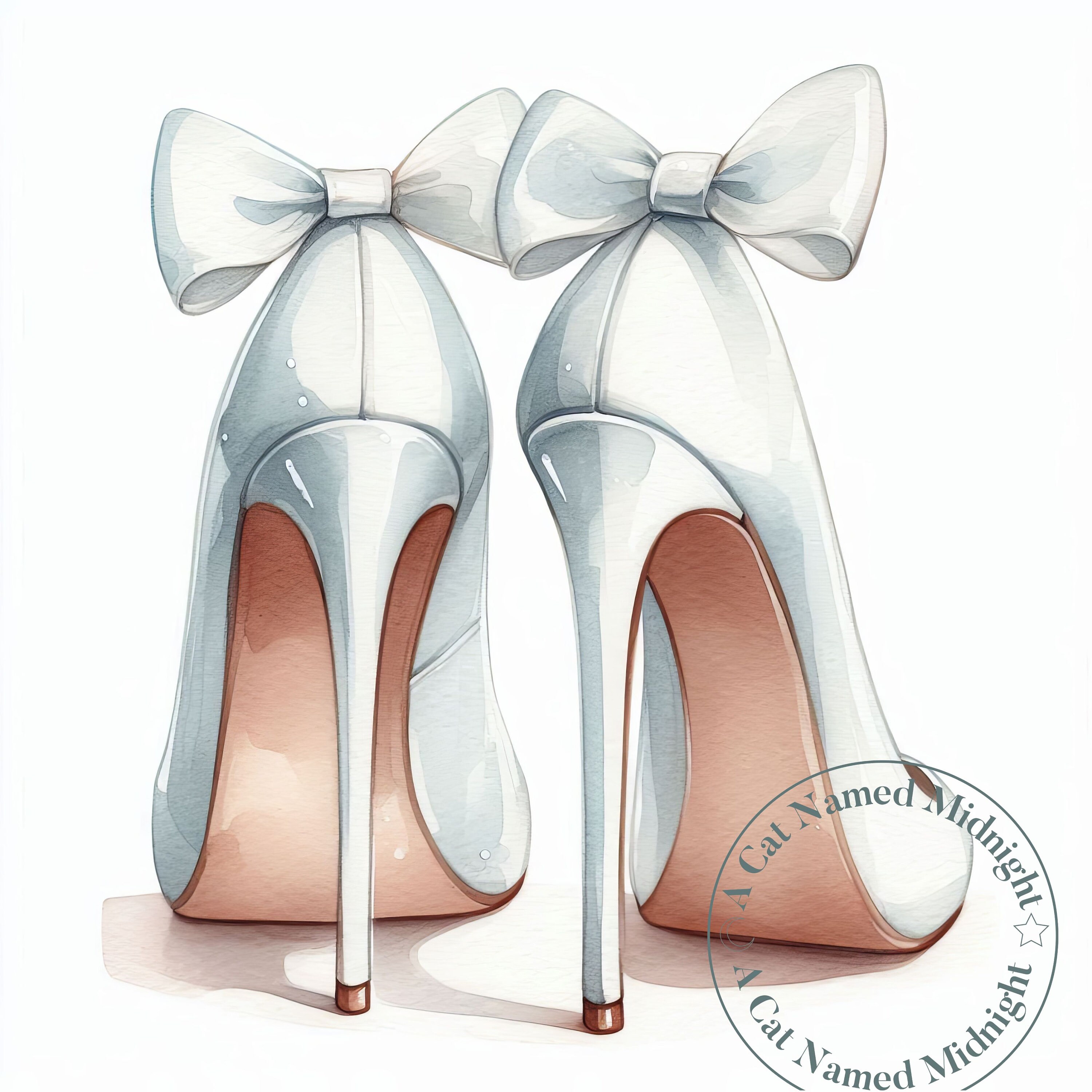 White High Heels Clipart Bundle 10 Watercolor White High Heels Clip Art ...