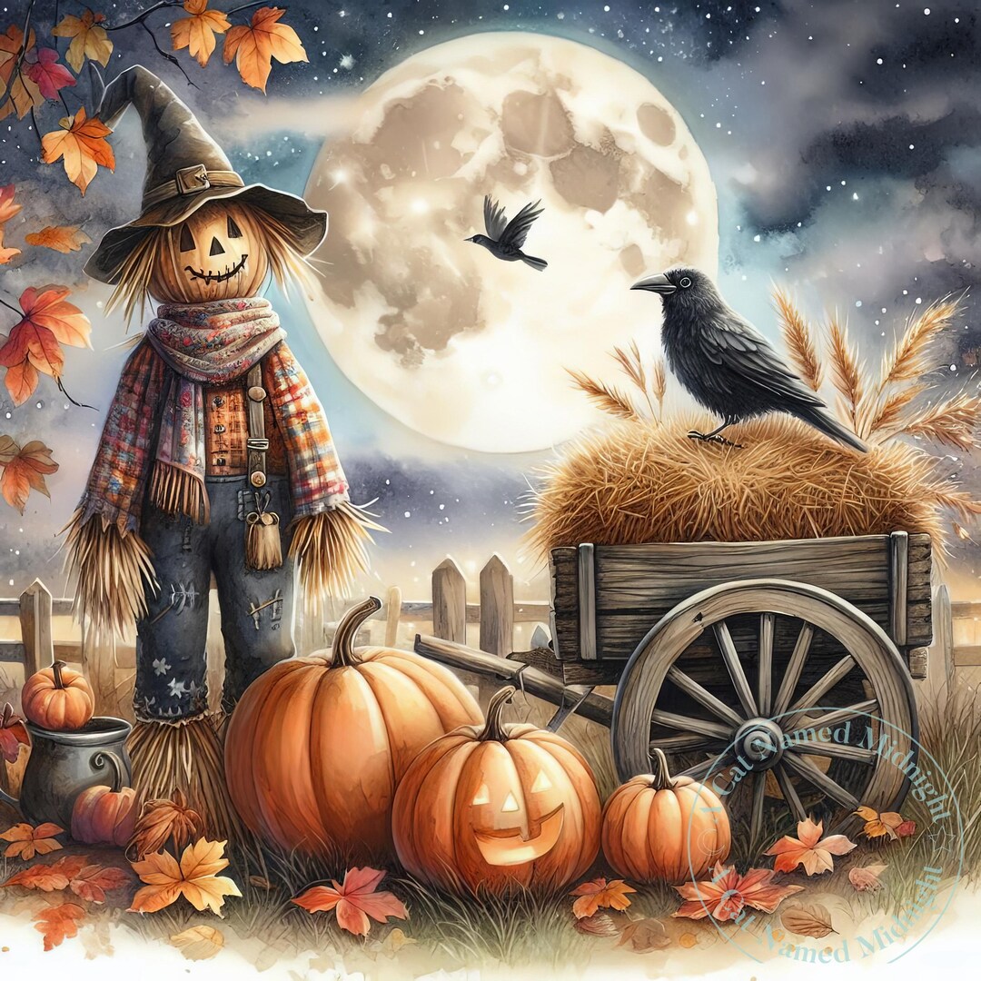 Pumpkin Patch Scarecrows Clipart - Etsy